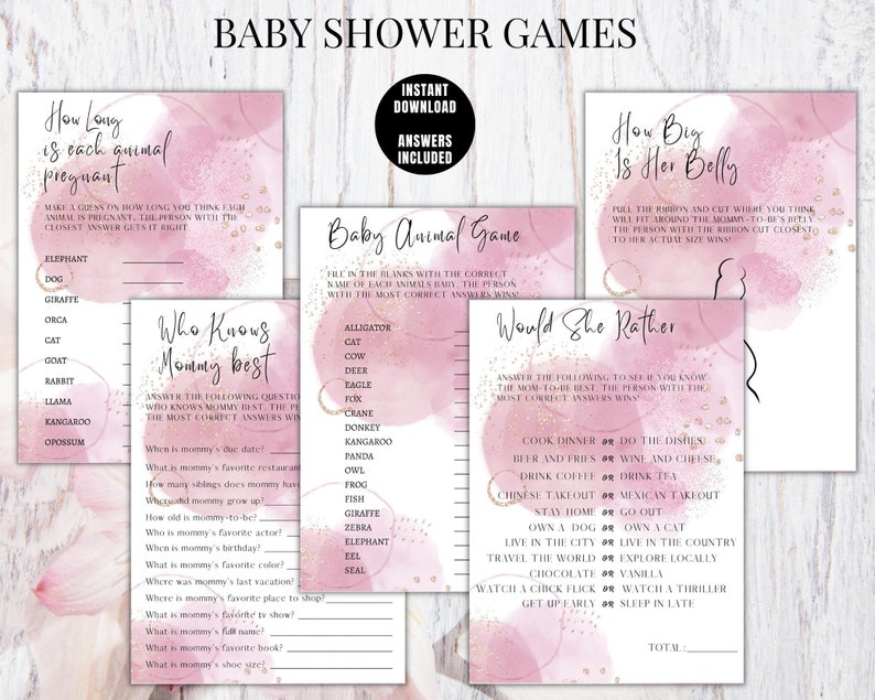 Modern Baby Shower Games, Baby Game Bundle, Shower Game Bundle, Game ...
