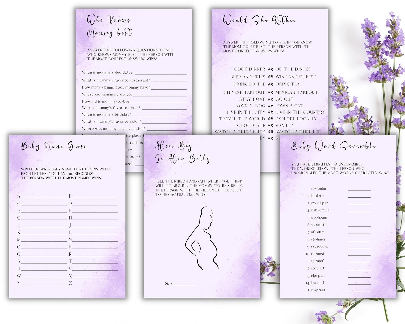 Modern Baby Shower Games, Baby Game Bundle, Shower Game Bundle, Game ...