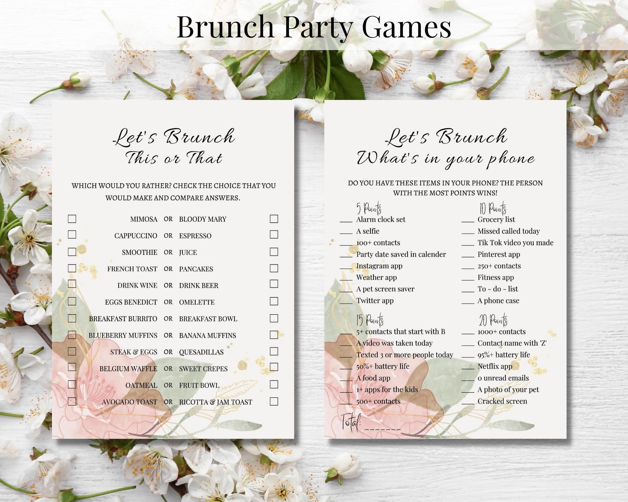 Brunch Party Games, Brunch Games, Bridal Shower Games, Hens Party ...