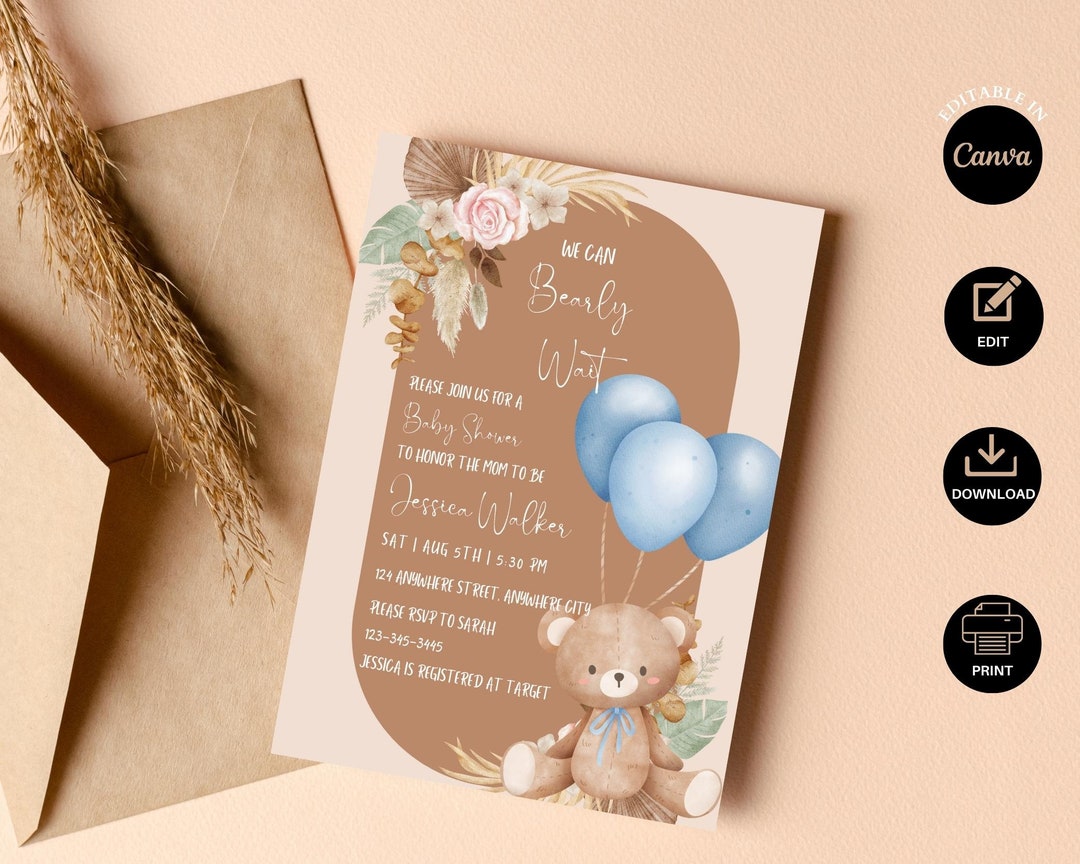 Boho Baby Shower Invitation, Bohemian, Boho Invitation, DIY Invitations ...