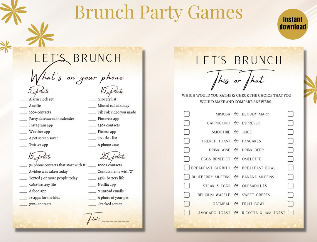 Brunch Party Games, Brunch Games, Bridal Shower Games, Hens Party ...