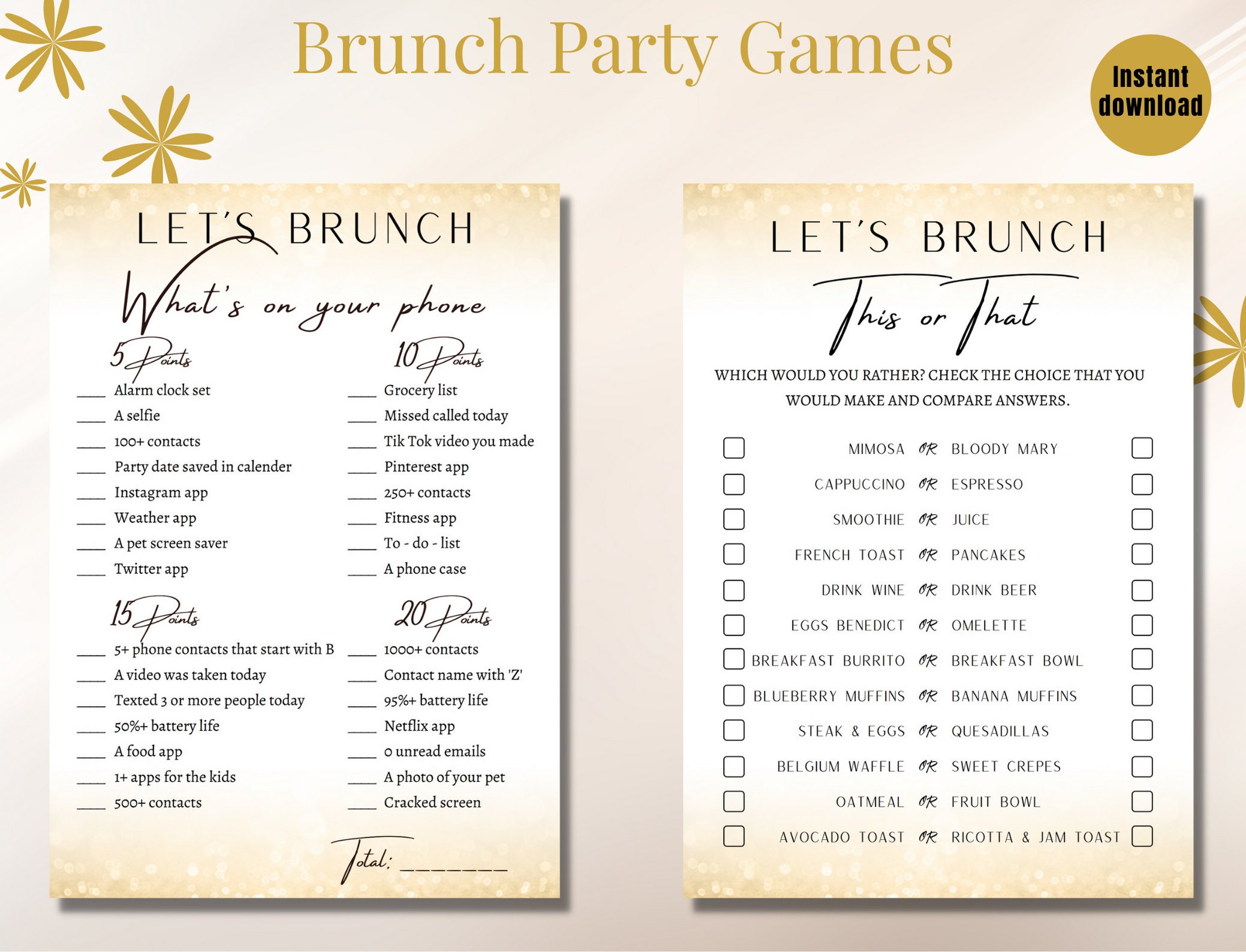 Brunch Party Games, Brunch Games, Bridal Shower Games, Hens Party ...