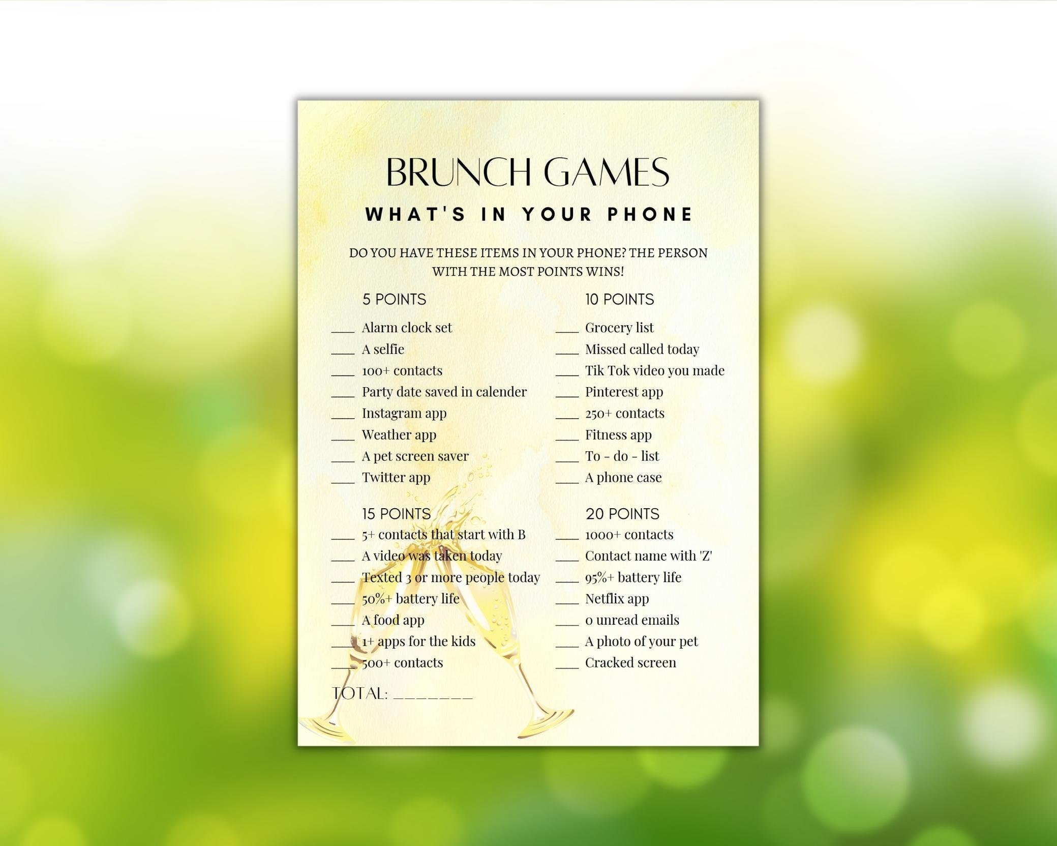 Brunch Party Games, Brunch Games, Bridal Shower Games, Hens Party ...