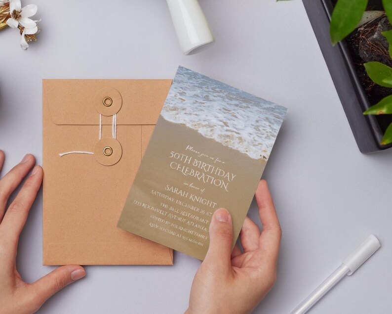 50th Birthday, Beach Party Invitation, Beach Invite, Ocean Party, Pool ...