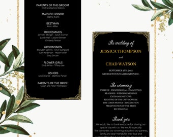 Wedding Program Template-black and Gold - Etsy