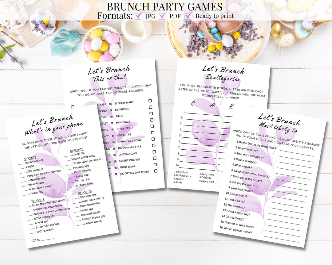 Brunch Party Games, Brunch Games, Bridal Shower Games, Hens Party ...