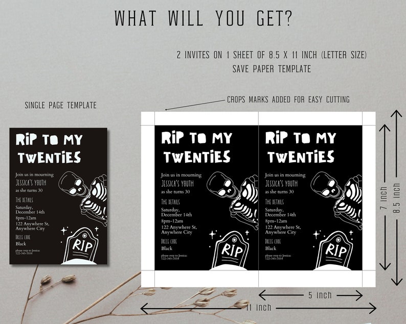 RIP to My Twenties Birthday Party Invitation, RIP Twenties, Skeletons ...