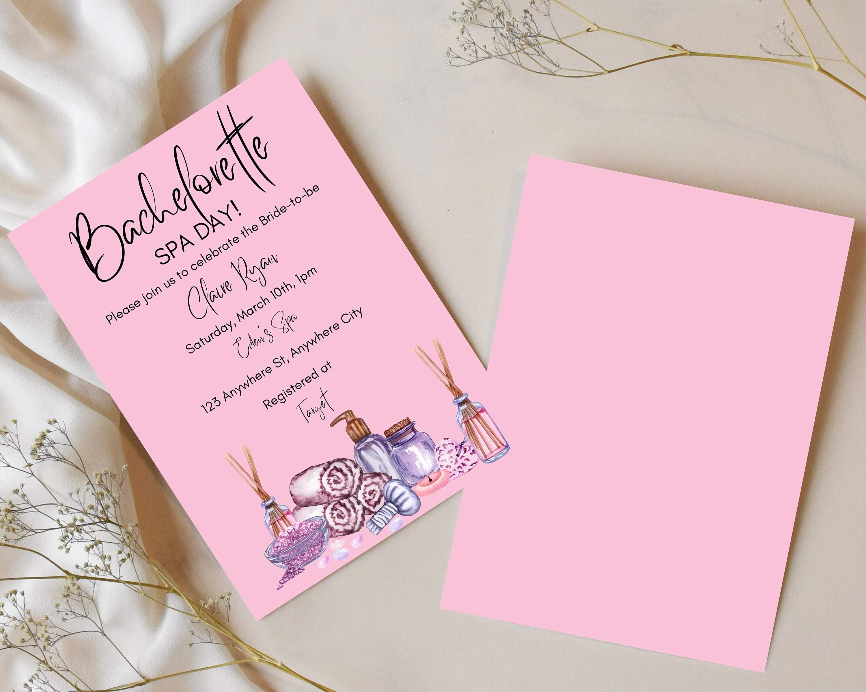 Spa Day Bachelorette Invitation, Spa Day Invite, Spa Bachelorette ...