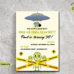Alien Birthday Party Invitation Ufo Party Extra Terrestrial - Etsy