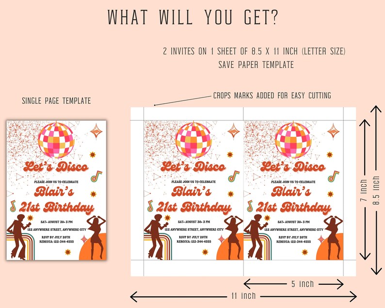 Retro Birthday Party Invitation, Retro Groovy Party Invite, 70s Disco ...