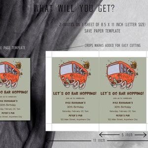 Lets Go Bar Hopping Birthday Party Invitation, Day Drinking, Birthday ...