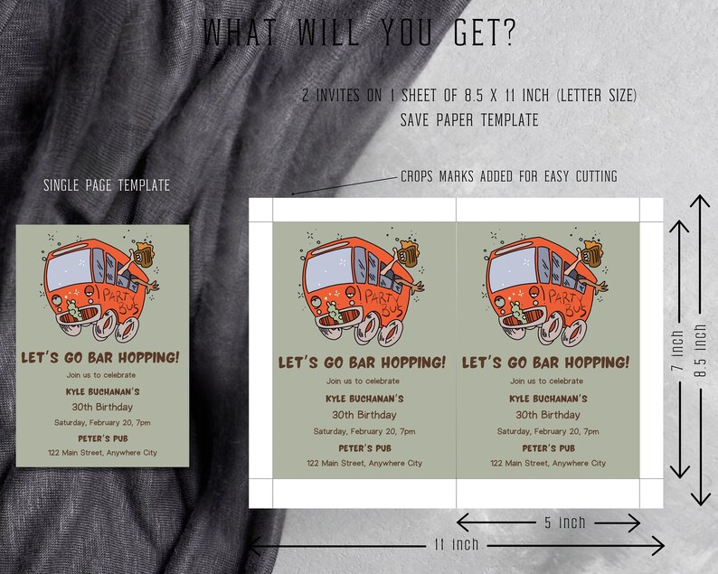 Lets Go Bar Hopping Birthday Party Invitation, Day Drinking, Birthday ...