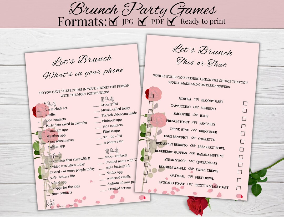 Brunch Party Games, Brunch Games, Bridal Shower Games, Hens Party ...