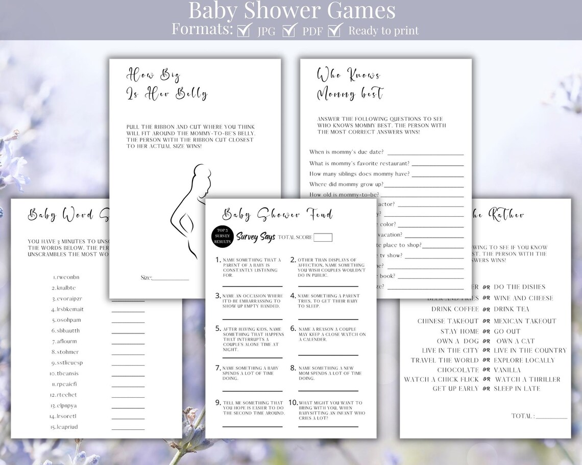Modern Baby Shower Games, Baby Game Bundle, Shower Game Bundle, Game ...