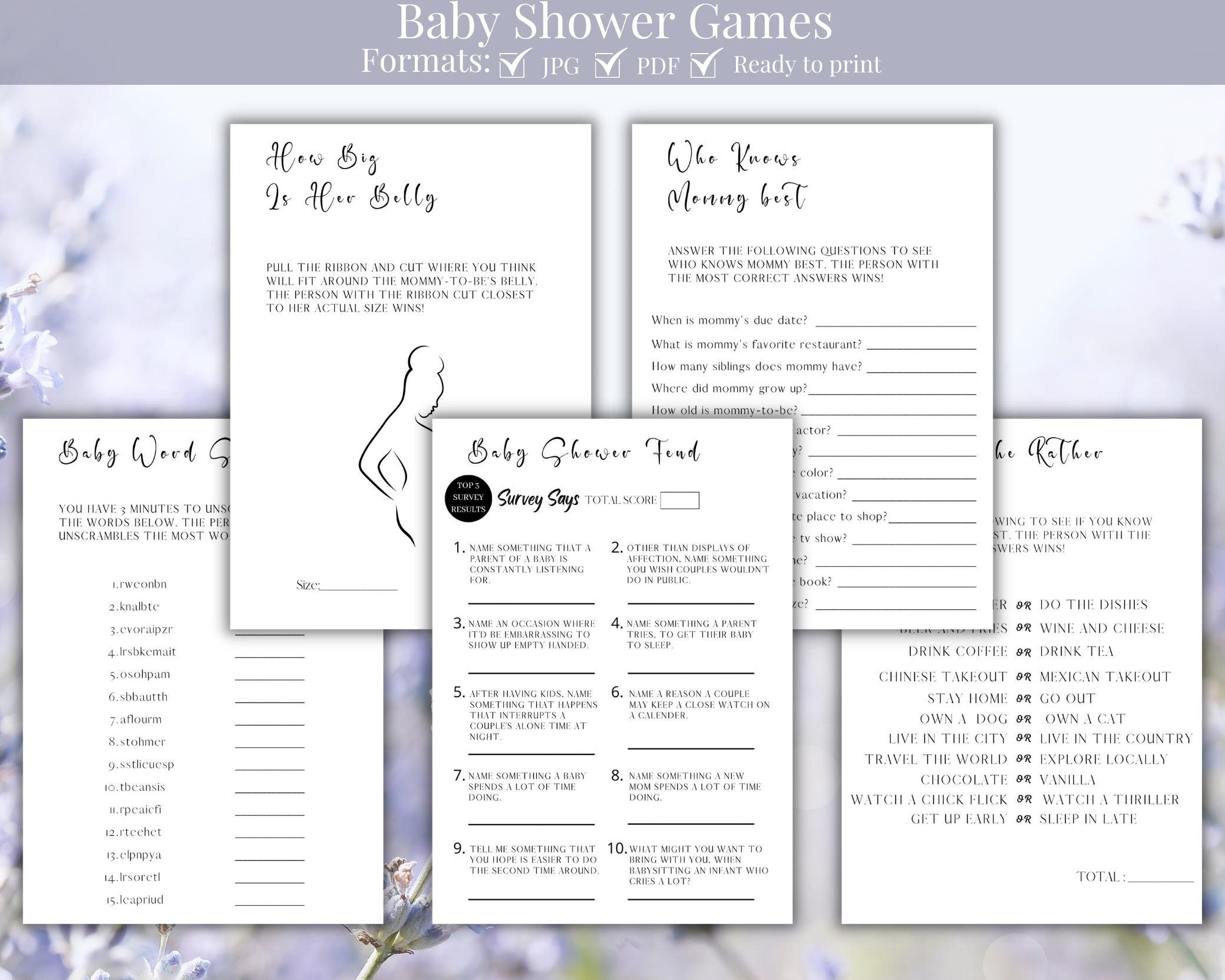 Modern Baby Shower Games, Baby Game Bundle, Shower Game Bundle, Game ...