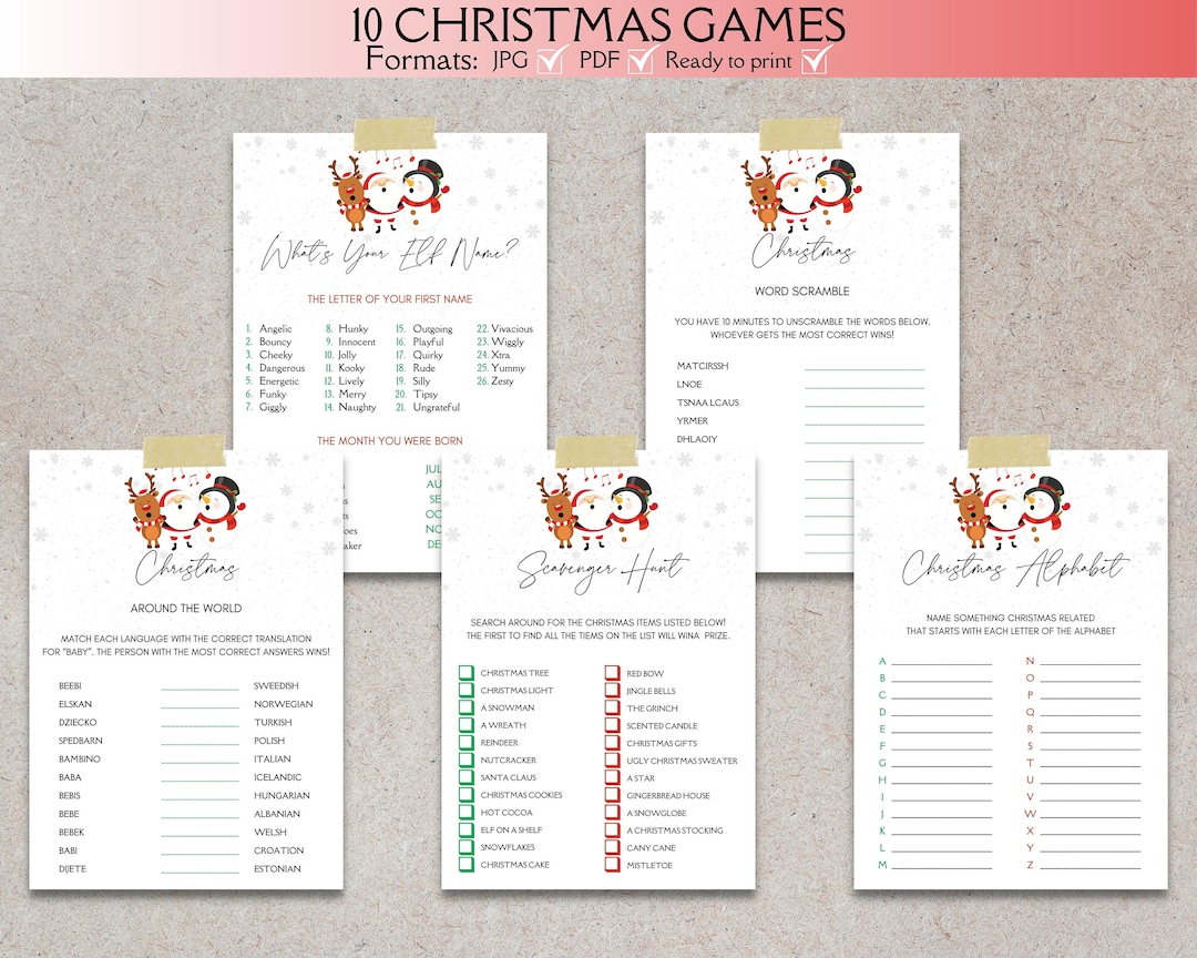 10 Christmas Games Bundle, Christmas Party Games, Printable Christmas ...
