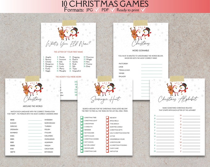 10 Christmas Games Bundle, Christmas Party Games, Printable Christmas ...
