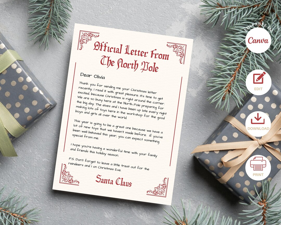 Personalised Letter From Santa, Christmas Letter, Children's Christmas ...