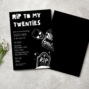 RIP to My Twenties Birthday Party Invitation, RIP Twenties, Skeletons ...