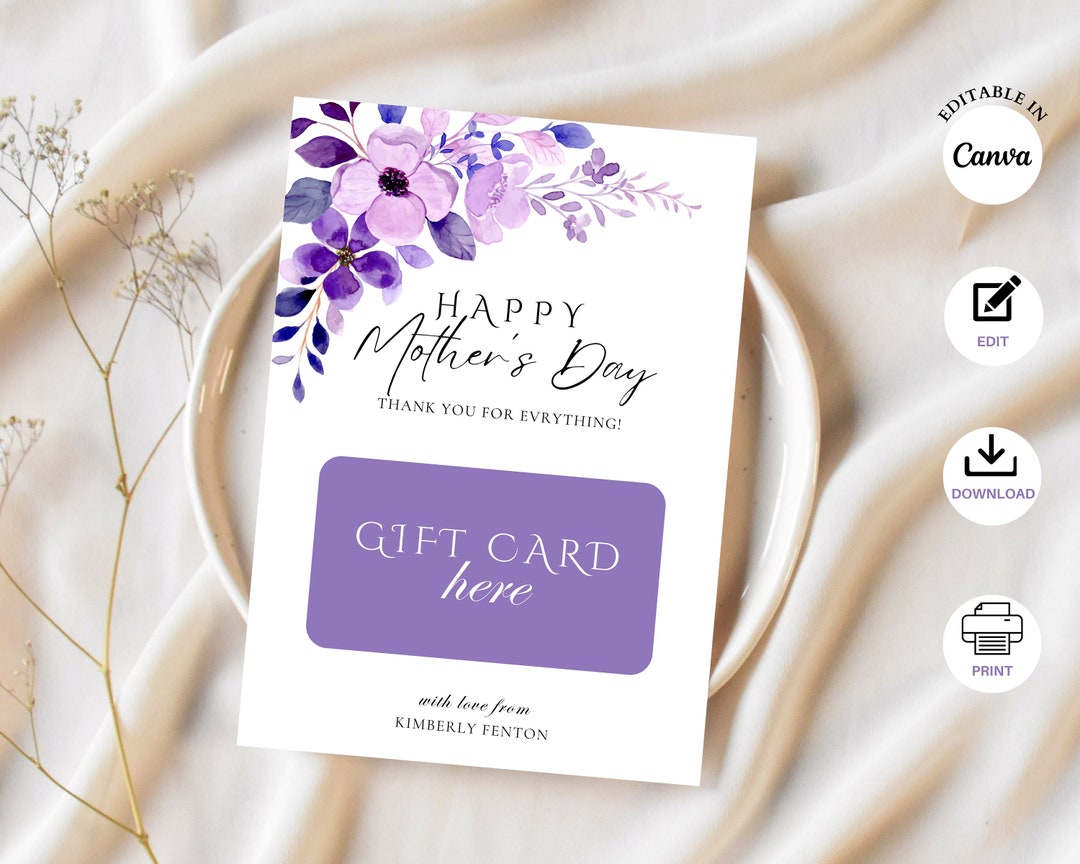 Editable Mothers Day Gift Card Holder, Printable Gift, Instant Download ...