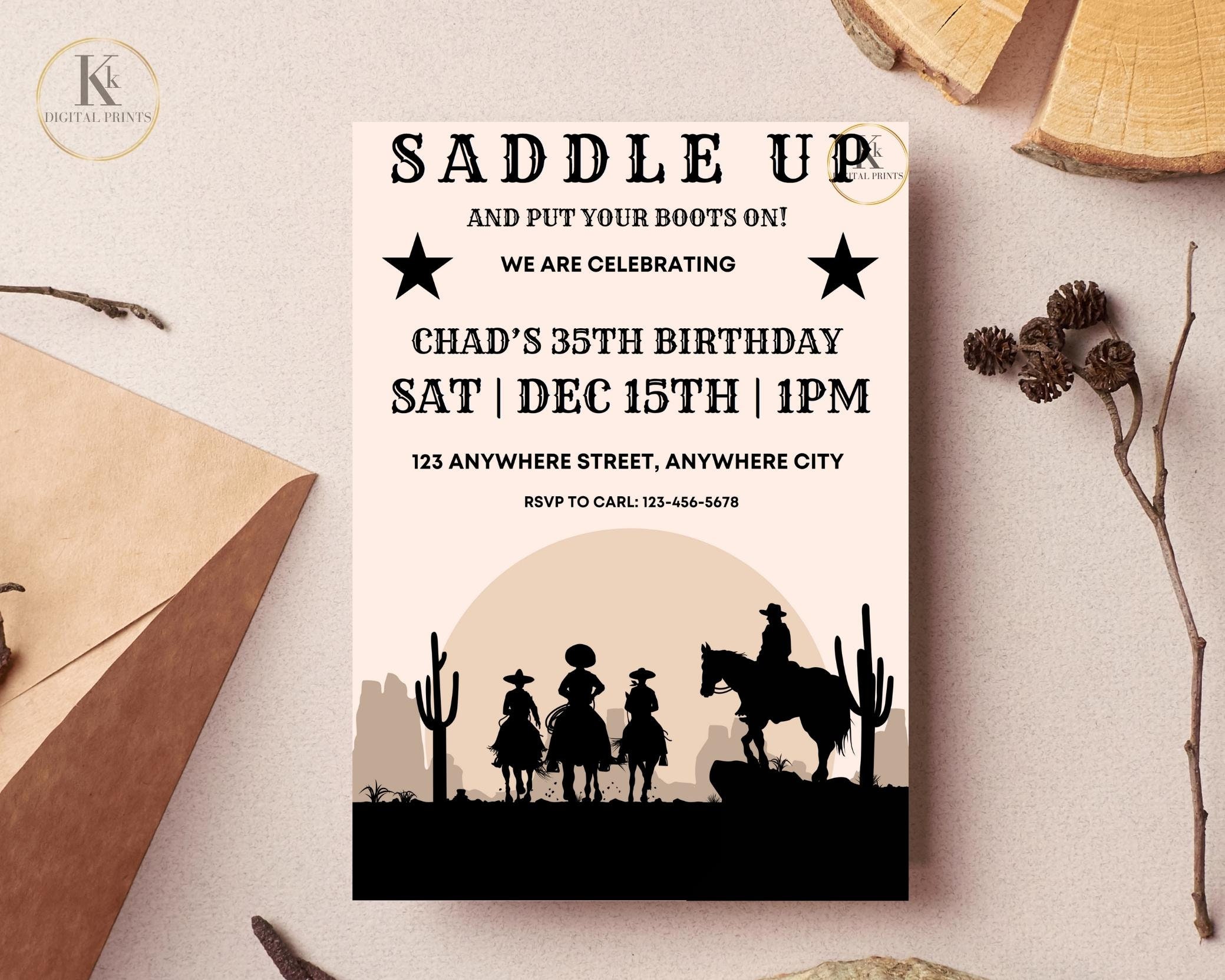 Western Birthday Invitation, Saddle up Birthday Invite, Wild West ...
