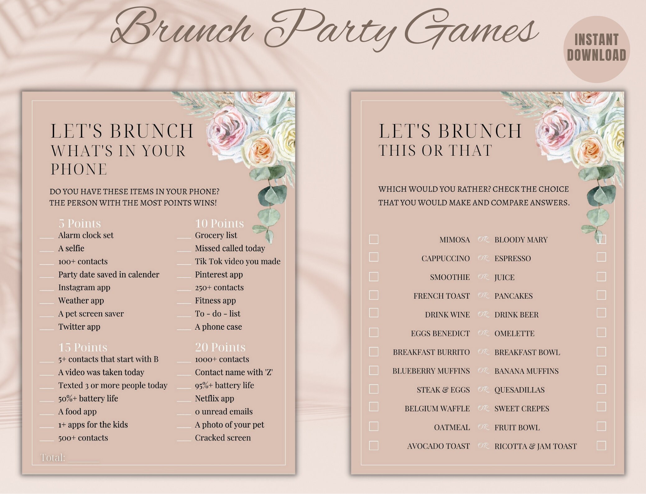 Brunch Party Games, Brunch Games, Bridal Shower Games, Hens Party ...