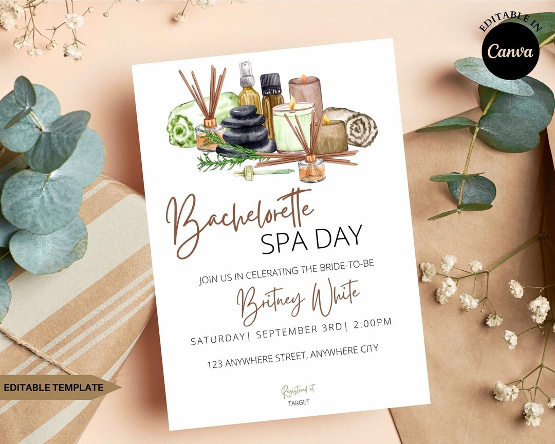 Spa Day Bachelorette Invitation, Spa Day Invite, Spa Bachelorette ...