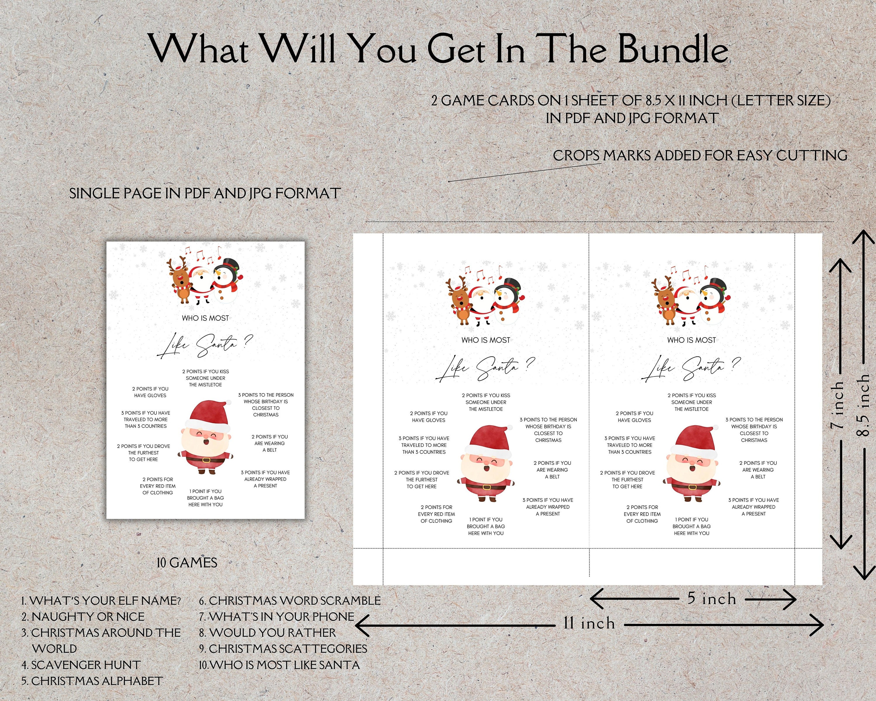 10 Christmas Games Bundle, Christmas Party Games, Printable Christmas ...