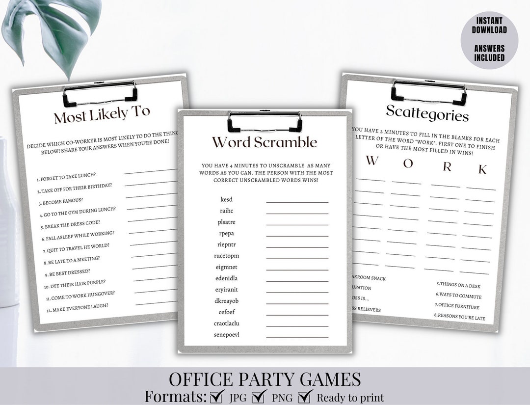 Office Party Games Work Party Games Staff Meeting Games Etsy Office Party Games Work Party Games Staff Meeting Games Etsy