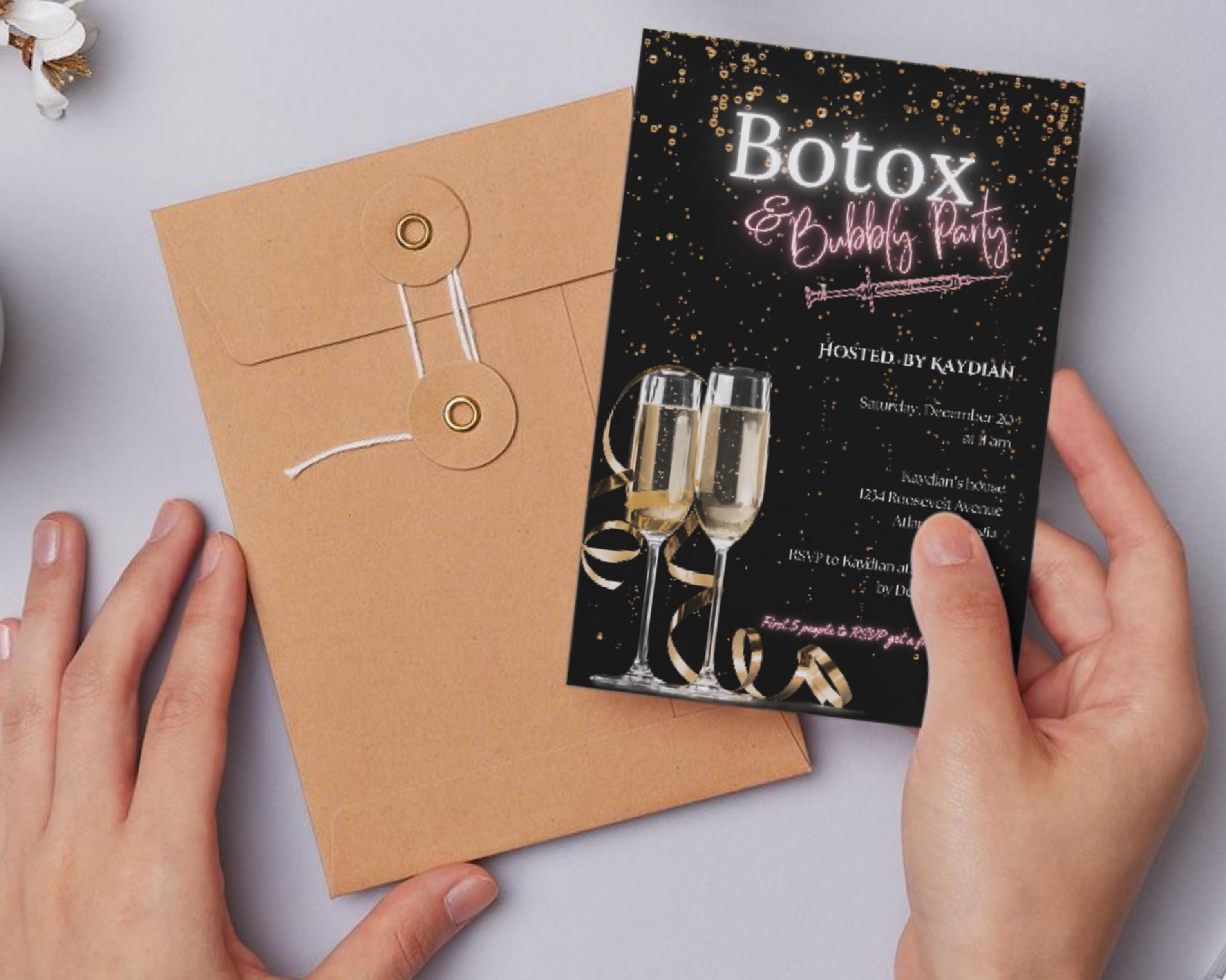 Botox and Bubbly Party Invite, Botox Invitation, Aesthetic Nurse ...