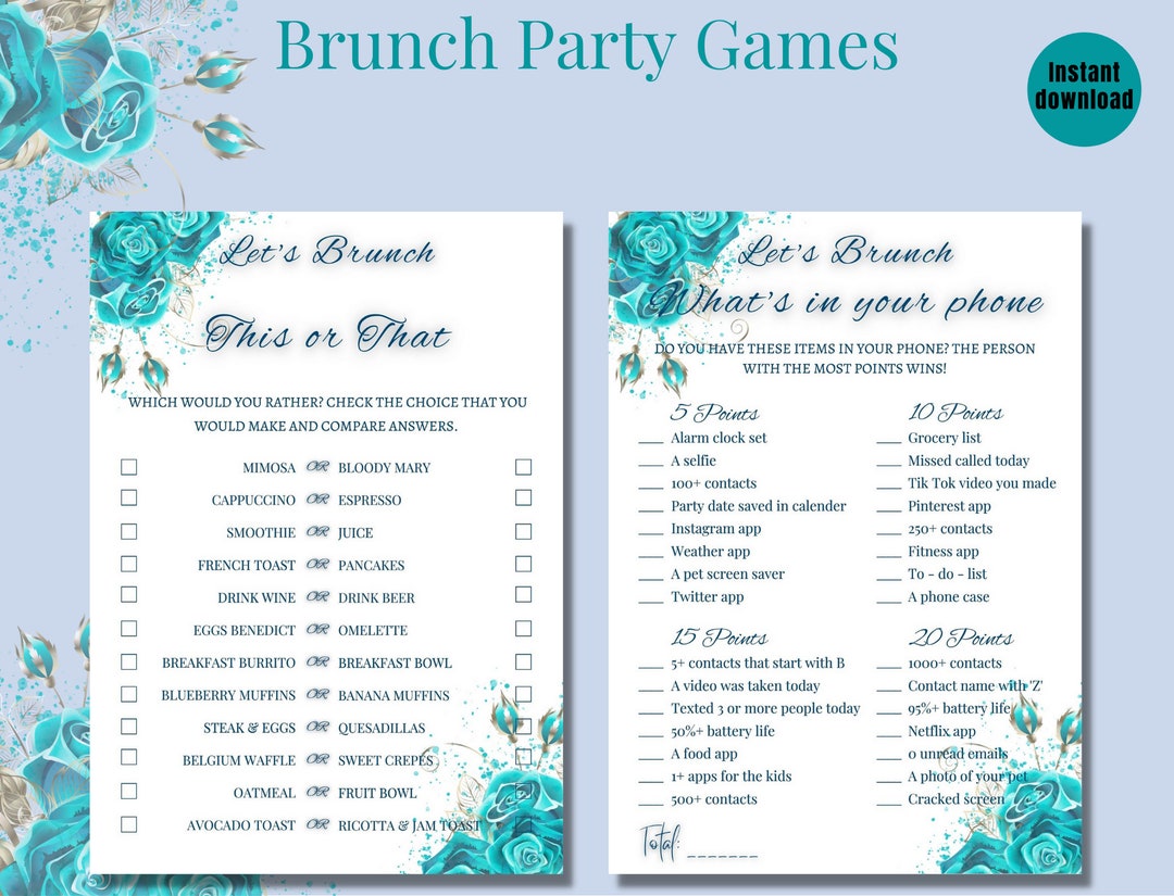 Brunch Party Games, Brunch Games, Bridal Shower Games, Hens Party ...