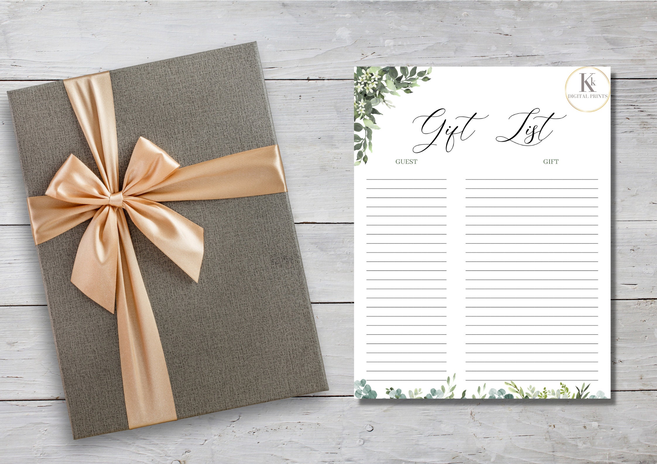 Greenery Gift List, Bridal Shower Gift List, Baby Shower Gift List ...