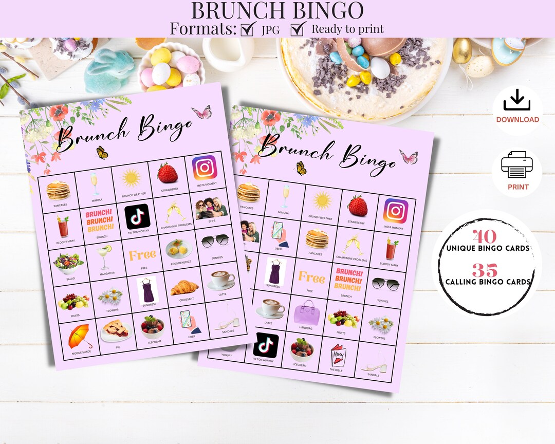 Brunch Bingo, Brunch Games, Bridal Shower, Baby Shower, Bingo Games ...