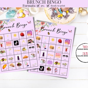Brunch Bingo, Brunch Games, Bridal Shower, Baby Shower, Bingo Games ...