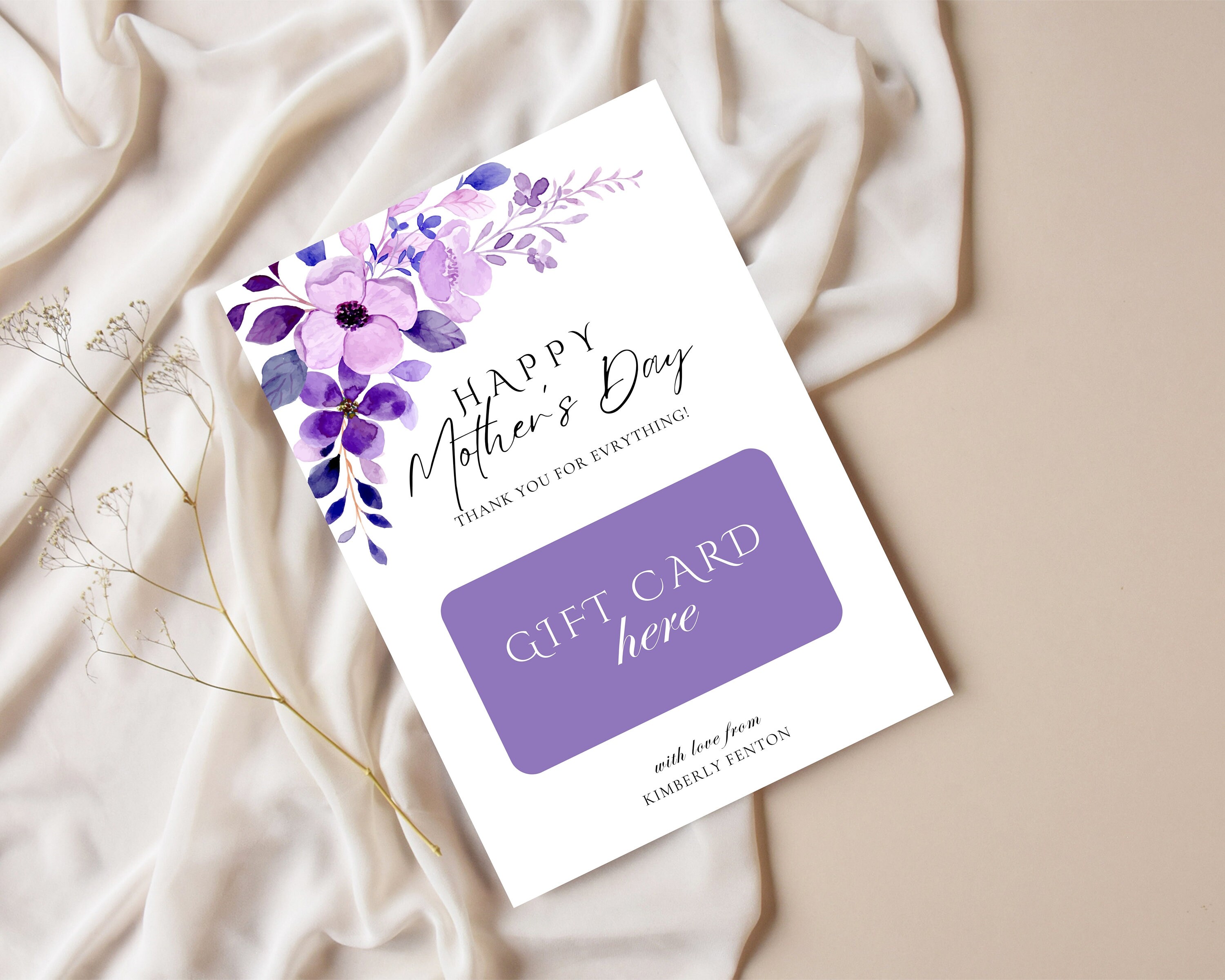 Editable Mothers Day Gift Card Holder, Printable Gift, Instant Download ...
