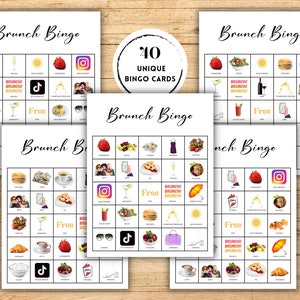 Brunch Bingo, Brunch Games, Bridal Shower, Baby Shower, Bingo Games ...