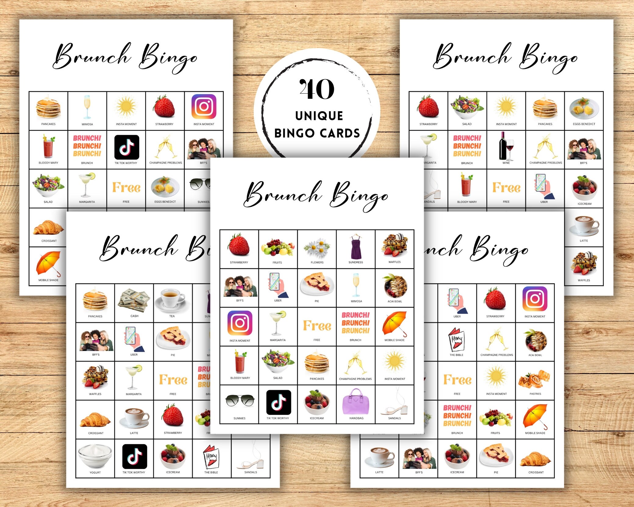 Brunch Bingo, Brunch Games, Bridal Shower, Baby Shower, Bingo Games ...