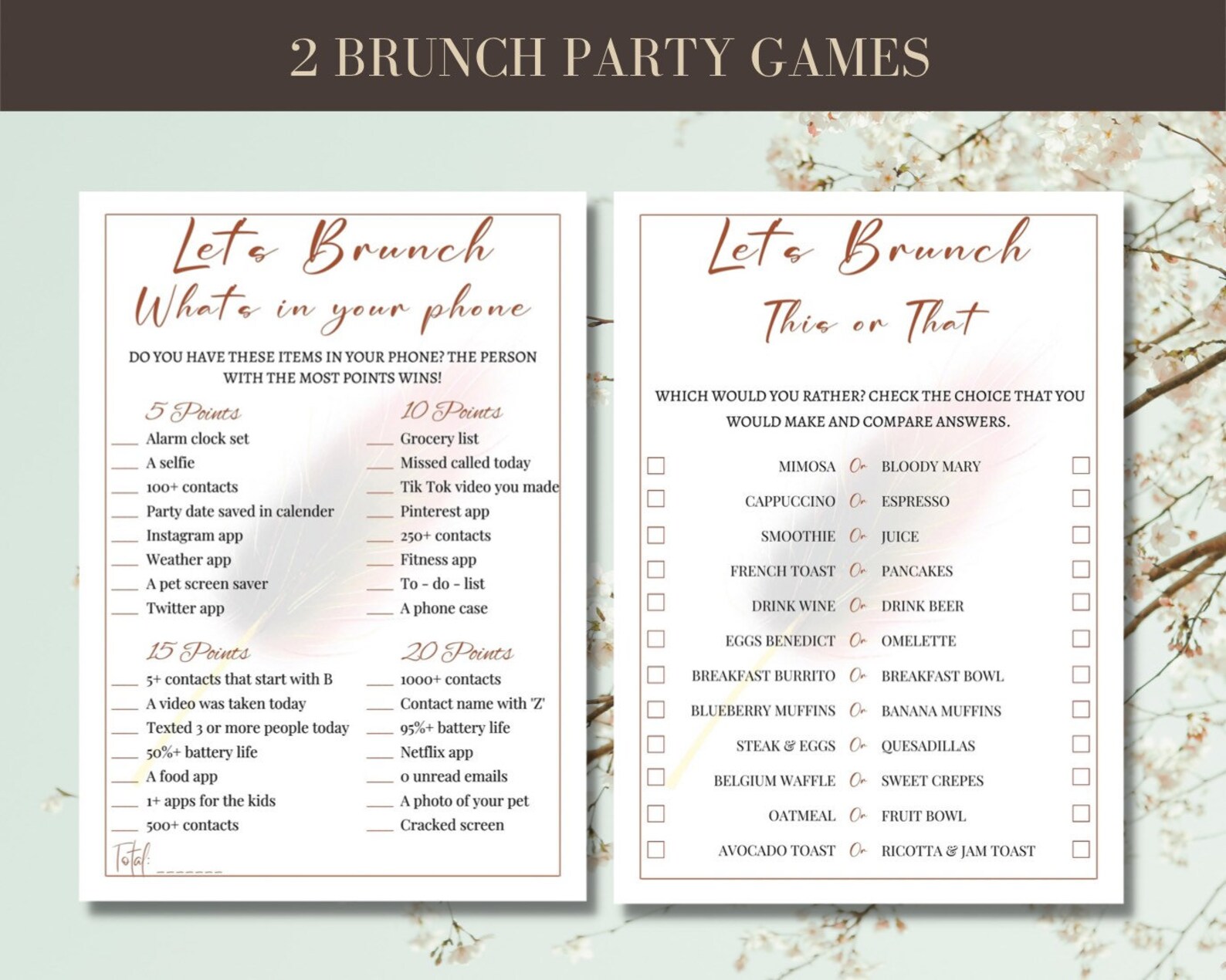 Brunch Party Games, Brunch Games, Bridal Shower Games, Hens Party ...
