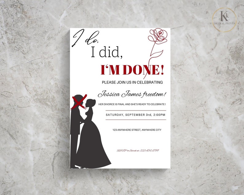 Divorce Party Invitation Card, Finally Divorced, I Do I Did Im Done ...