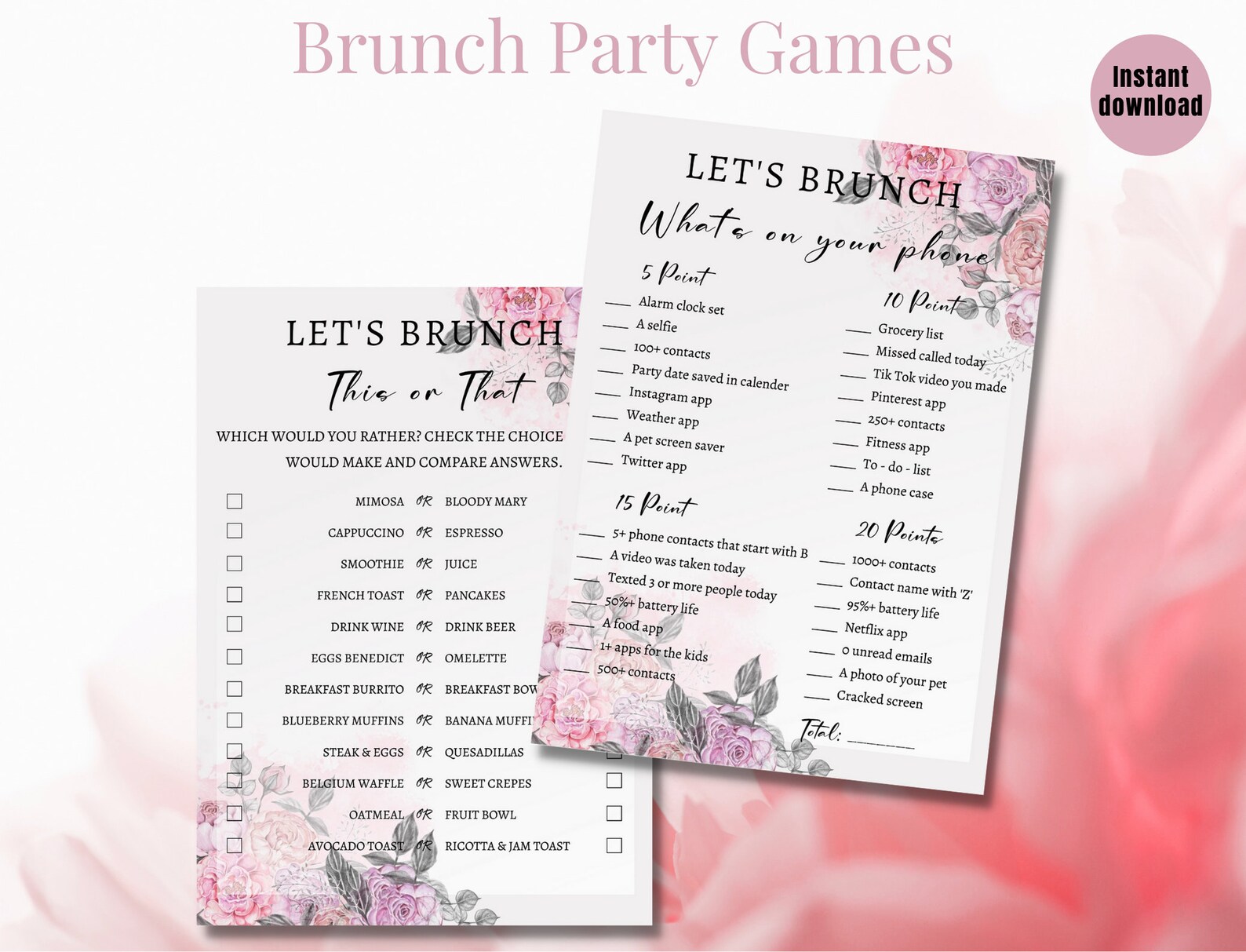 Brunch Party Games, Brunch Games, Bridal Shower Games, Hens Party ...