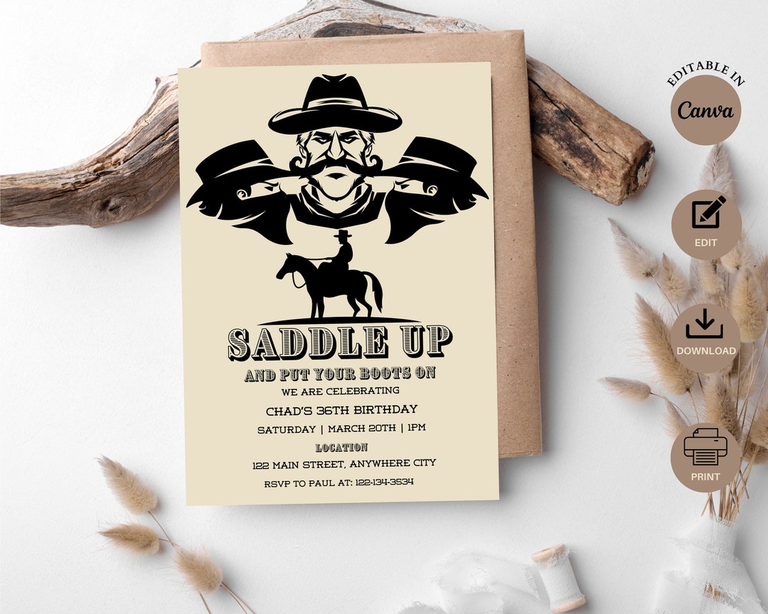 Western Birthday Invitation, Saddle up Birthday Invite, Wild West ...
