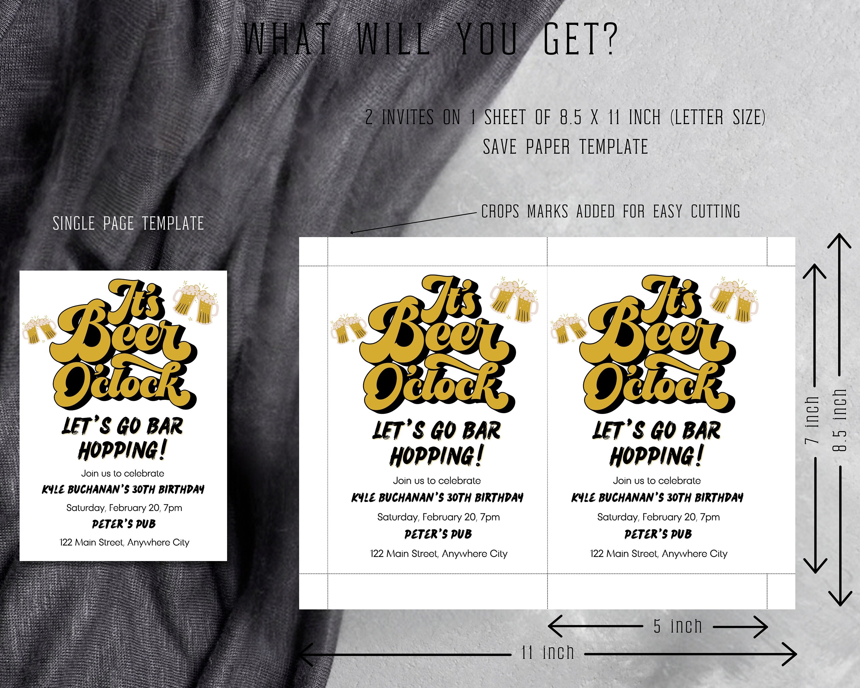 Lets Go Bar Hopping Birthday Party Invitation, Day Drinking, Birthday ...