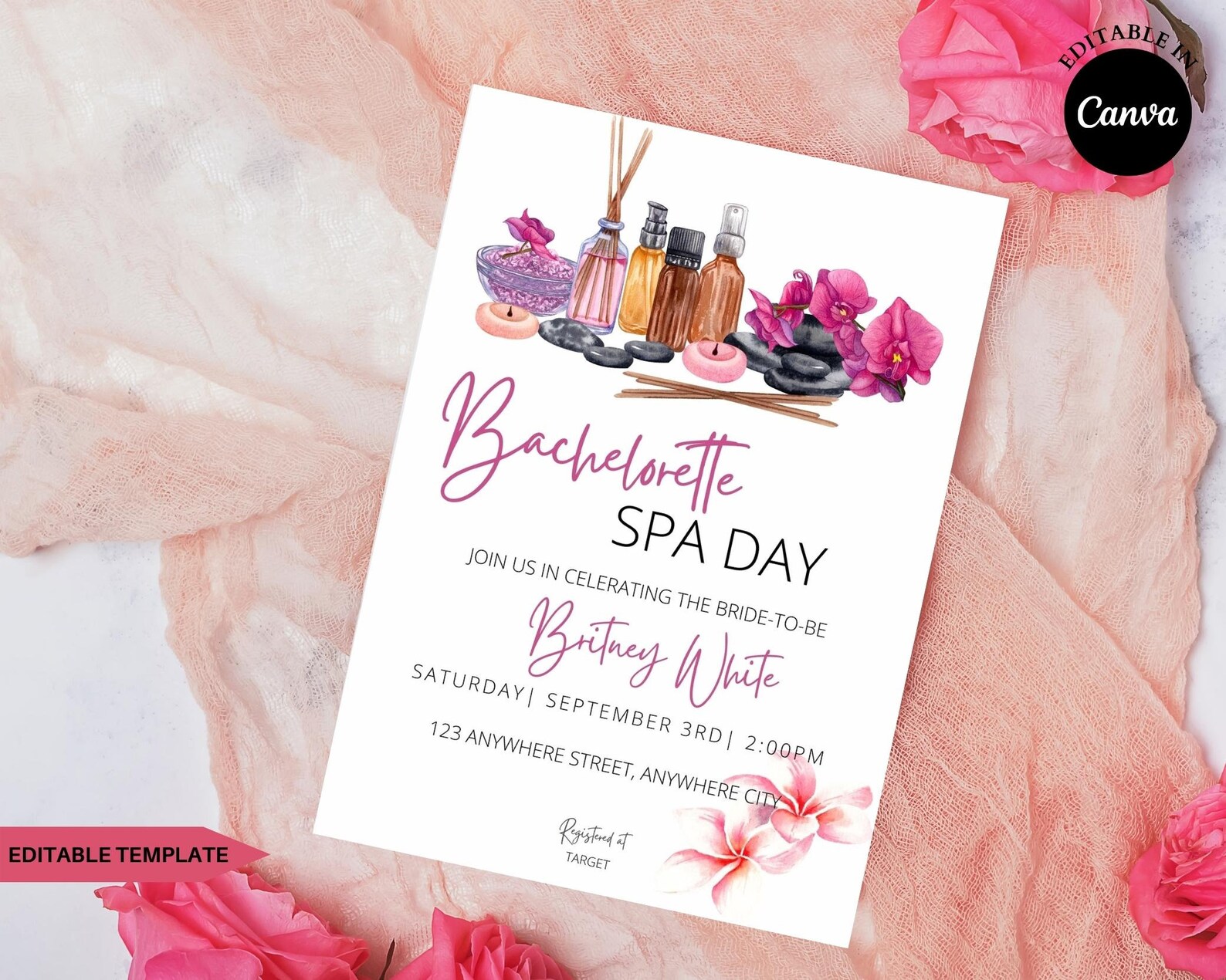 Spa Day Bachelorette Invitation, Spa Day Invite, Spa Bachelorette ...