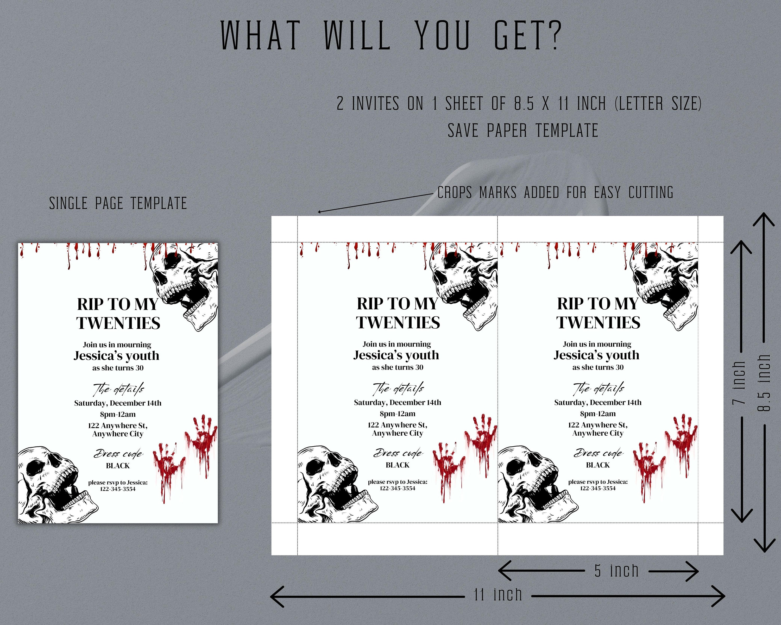 RIP to My Twenties Birthday Party Invitation, RIP Twenties, Skeletons ...