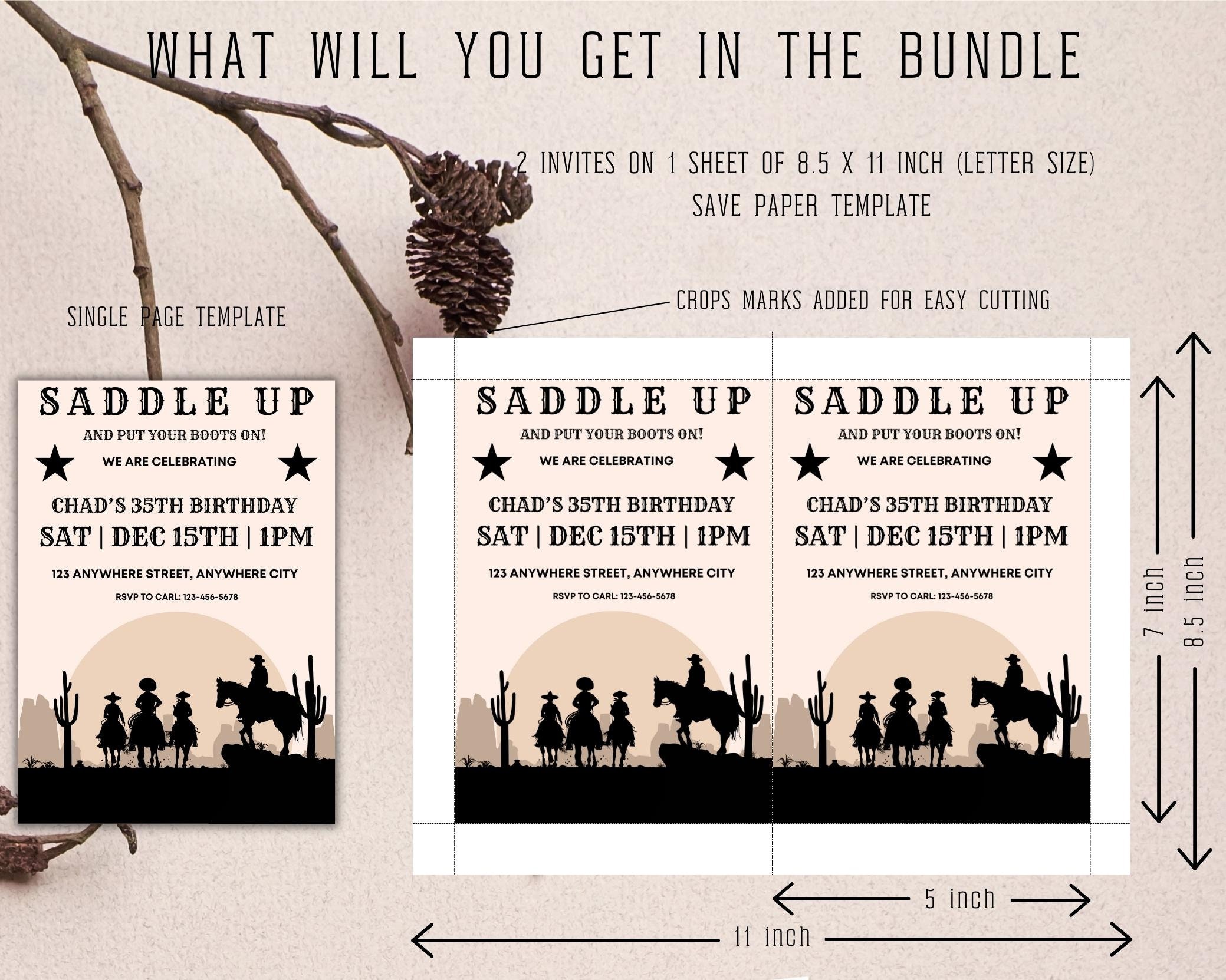 Western Birthday Invitation, Saddle up Birthday Invite, Wild West ...