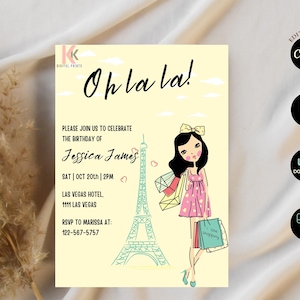 Oh La La Birthday Party Invitation, Paris Theme Party, Eiffel Tower ...