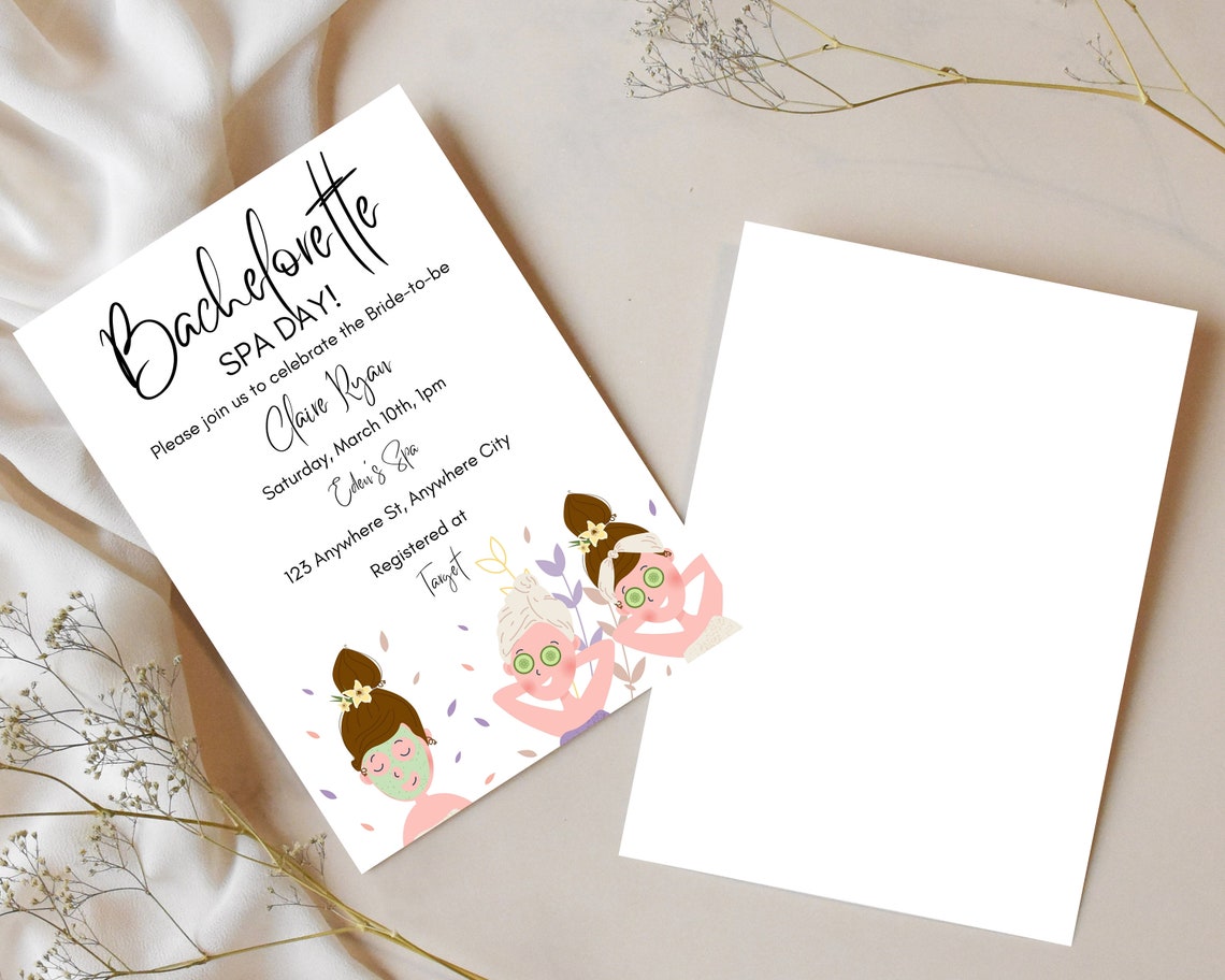 Spa Day Bachelorette Invitation, Spa Day Invite, Spa Bachelorette ...