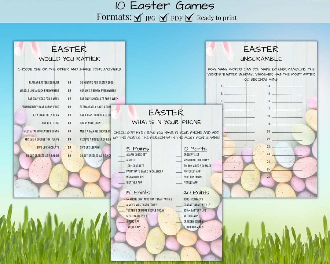 Easter Party Games Bundle, Easter Activity, Easter Family Games, Adult ...