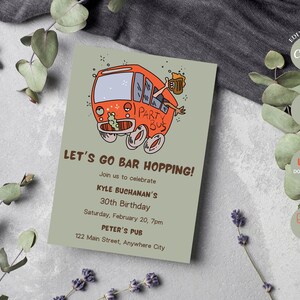 Lets Go Bar Hopping Birthday Party Invitation, Day Drinking, Birthday ...