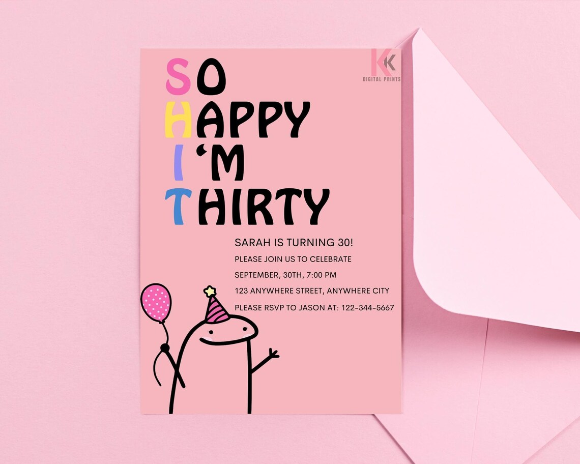 Editable so Happy Im 30 Birthday Party Invitation, 30th Birthday Invite ...